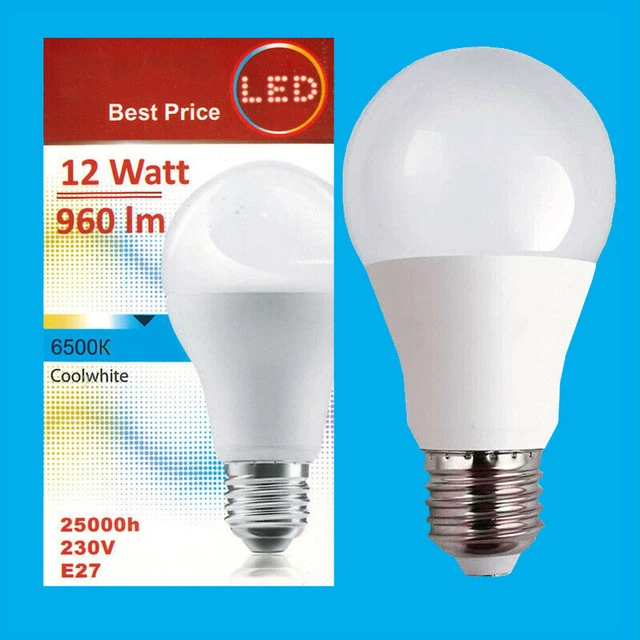 4X 12W LED GLS A60 Es Edison E27 6500K Blanco Frío Bombilla Lámpara 960Lm 230V EUR 14,62 ...