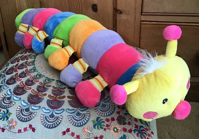 LOVELY CATERPILLAR RAINBOW Yellow Face Stripey Socks Long Soft Plush ...