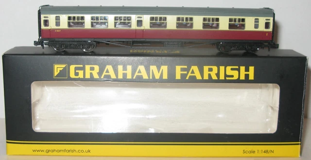 GRAHAM FARISH N 374-461 BR Crimson & Cream Bulleid 63ft Composite ...