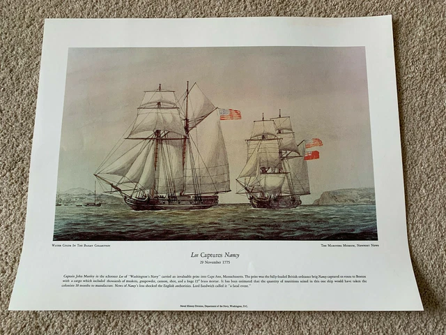 U.S. NAVAL HISTORY Lithograph, LEE CAPTURES NANCY, Navy Ships Print ...