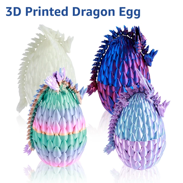 3D PRINTED DRAGON with Dragon Egg Flexible Articulated Dragon Toys ...