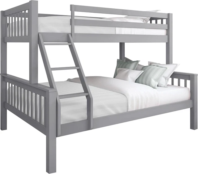 BLISSWOOD BUNK BED, Triple Bunk Bed, 4ft6 Double & 3ft Single Wooden ...
