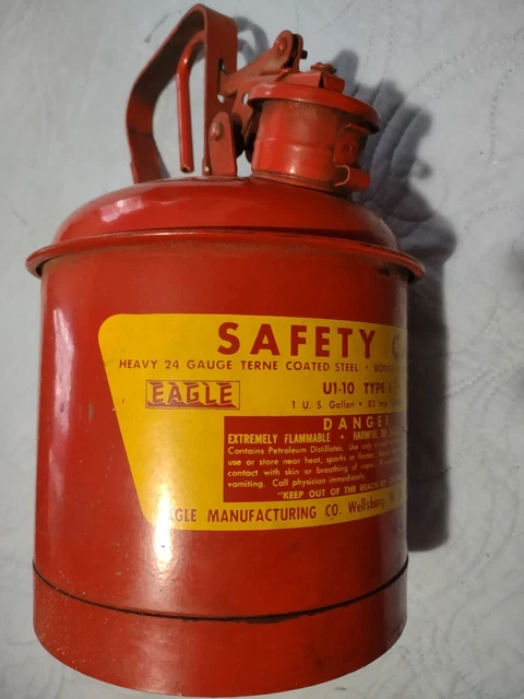 VINTAGE EAGLE U1-10S Type USA 1 Gallon 24 Gauge Coated Steel Safety Gas ...