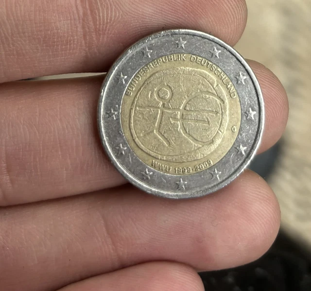 MONETA DA 2 Euro rara Germania con omino stilizzato WWU 1999-2009 EUR 1 ...