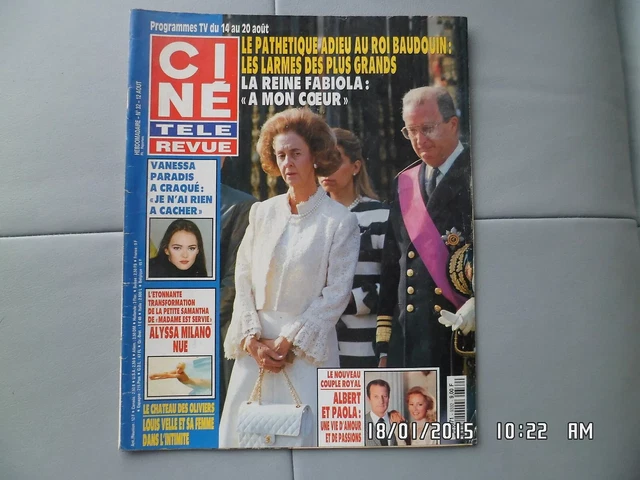 CINE REVUE N°32 12/8/1993 Reine Fabiola Vanessa Paradis Alyssa Milano ...
