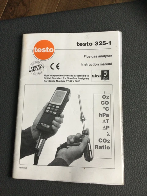 TESTO 325-1 FLUE gas analyser instruction manual booklet £5.00 ...