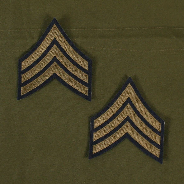 US WW2 STYLE Technical Sergeant Rank Stripes. Green on Blue. EUR 11,50 ...