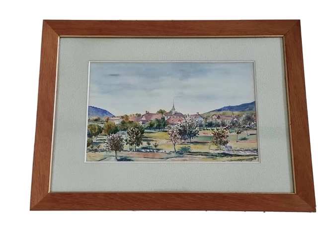 ANCIENNE AQUARELLE PAYSAGE village de Montalchez Vaumarcus Suisse. Jeanneret EUR 450,00 ...