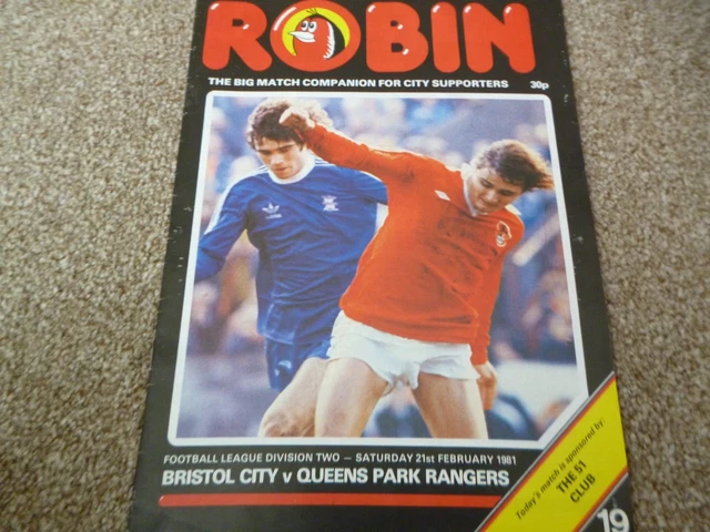 BRISTOL CITY V Queens Park Rangers Qpr Saturday 21St February 1981 ...