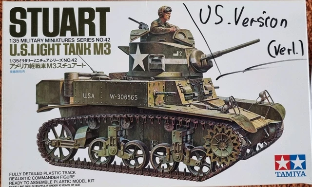 TAMIYA 35042 STUART U.S. Light Tank M3 Stuart Mk I + Conversion Set M1 ...