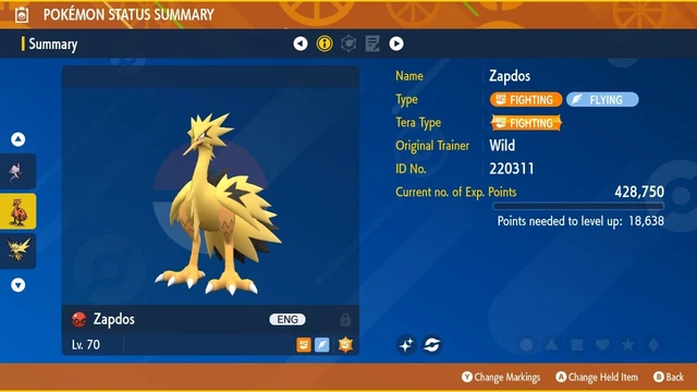 SHINY GALARIAN ZAPDOS Pokemon Scarlet & Violet 6IV & EV Trained Custom ...
