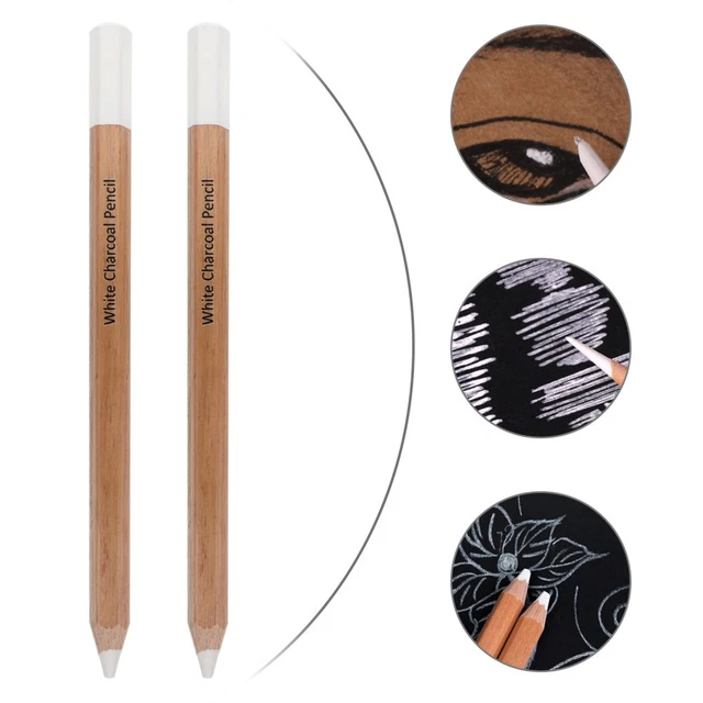 2PCS DRAWING WHITE Charcoal Pencils Sketching Painting Tools Wooden ...