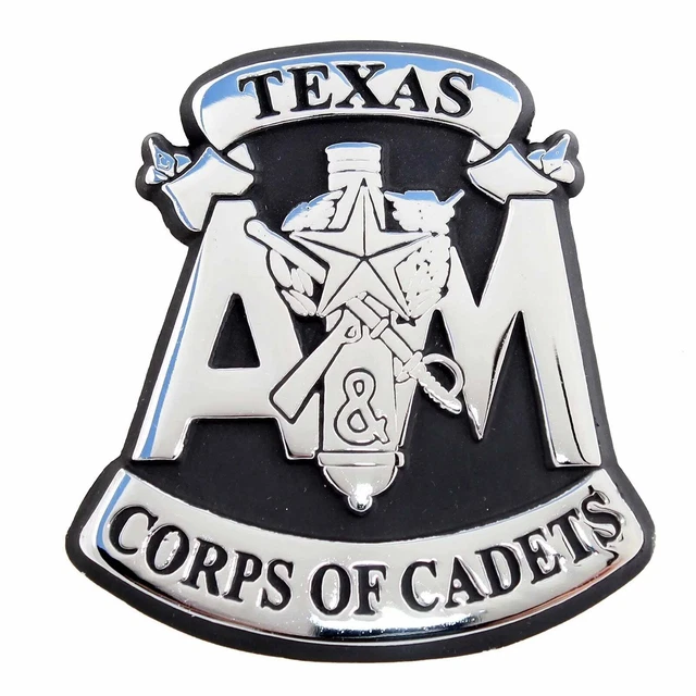 TEXAS A&M AGGIES NCAA Corps Of Cadets Logo Solid Metal Chrome Auto ...