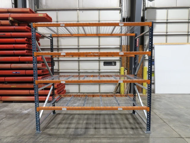TEARDROP PALLET RACK 4 Shelf 8' x 42" Upright 96" Shelf 46" Wire Deck ...