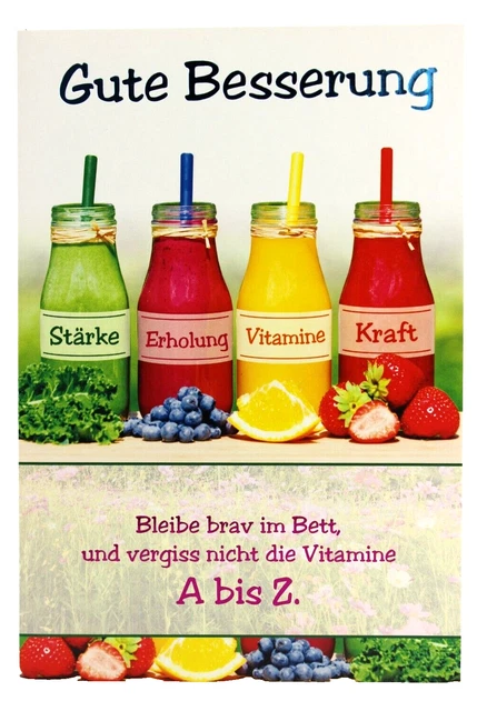 KARTE GUTE BESSERUNG Genesung Genesungskarte Grußkarte Gesundheit A bis ...