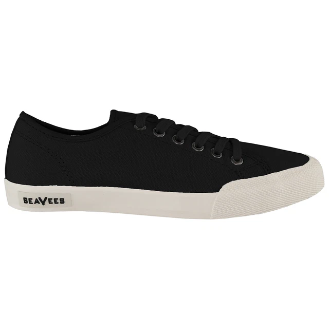 PLIMSOLLS SEAVEES MONTEREY con lacci tela nera da uomo S-10085 EUR 34 ...