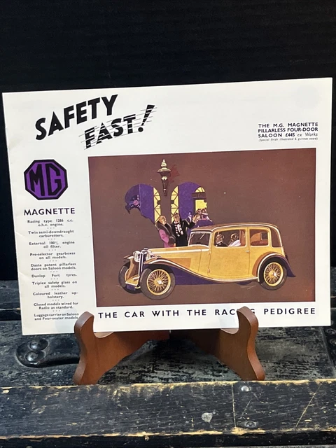 MG N TYPE MMM Magnette original Car Sales Brochure 1934 Four Door ...