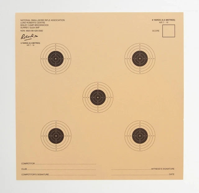 50 X NSRA Air 7-18 (6 Yard 5 Target Air Rifle) £12.00 - PicClick UK