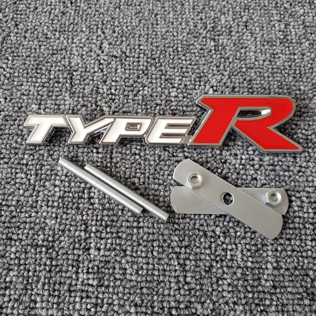 3D METAL WHITE With Red TYPE-R Emblem Car Front Grille Kit Sport Grill ...