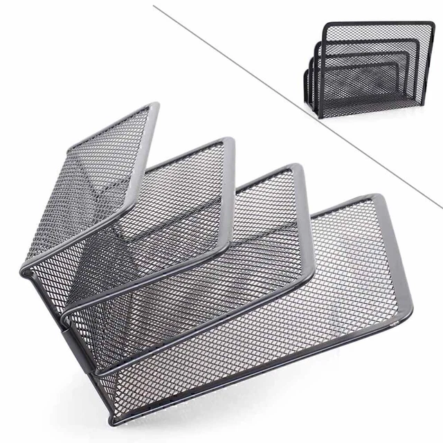 BLACK MESH LETTER Paper File Storage Rack Holder Tray Organiser Desktop ...