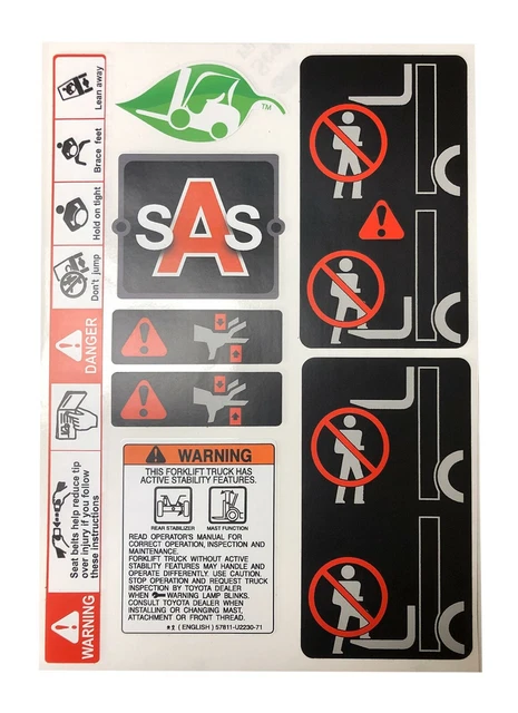 TOYOTA FORKLIFT DECAL Osha Safety Sticker Emblem Signal Symbol 8 Series ...