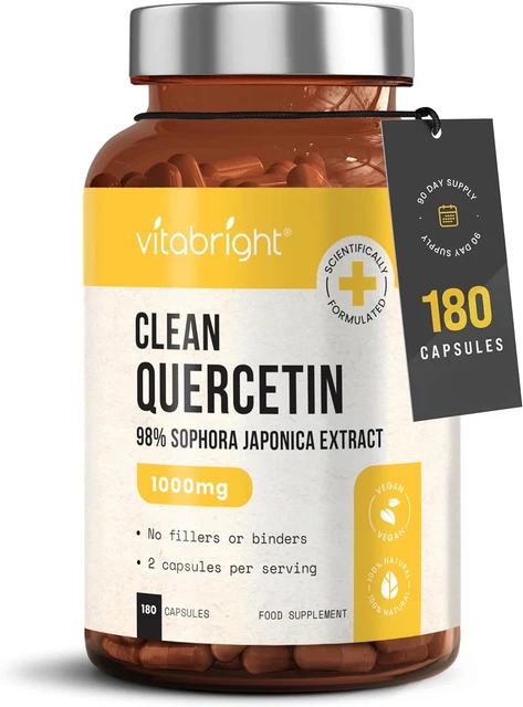 QUERCETIN SUPPLEMENT, 180 Capsules, Quercetin 1000Mg Daily (X2 Capsules ...
