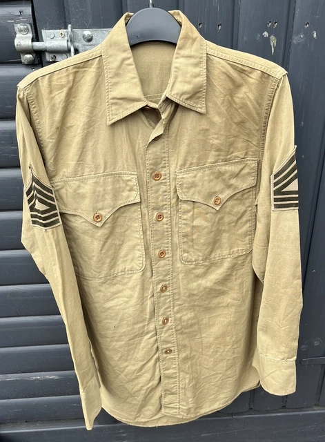 WW2 USMC US Marine Corps Dress Uniform Shirt Chevrons 15 Collar 42 ...