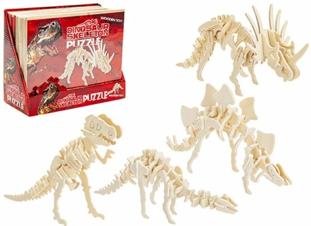 DINOSAUR SKELETON PUZZLE Triceratops T Rex - Childrens Wooden 3D Jigsaw ...