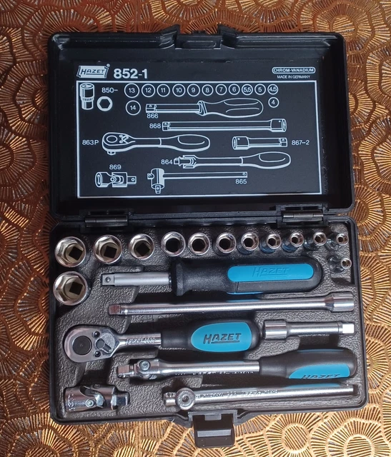 HAZET SECHSKANT STECKSCHLÜSSELSATZ 852-1 _ 1/4" 20 teilig_ Ratsche EUR 81,00 - PicClick DE