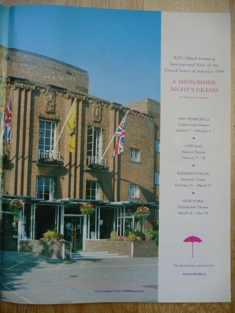 PROGRAMME DE TOURNÉE A Midsummer Night's Dream Rsc/Allied Domecq 1994-6 ...