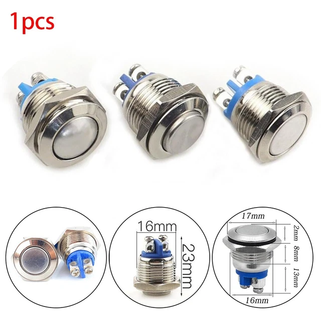 16MM SCREW FOOT Waterproof-Metal Push Button Switch Self-reset-Power ...