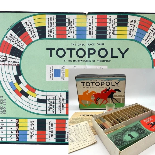 VINTAGE 1950S TOTOPOLY Board Game The Great Race Waddingtons with ...