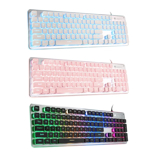 -SLIM MEMBRANE GAMING Keyboard Quiet Keyboard All-Metal Panel USB Wired ...