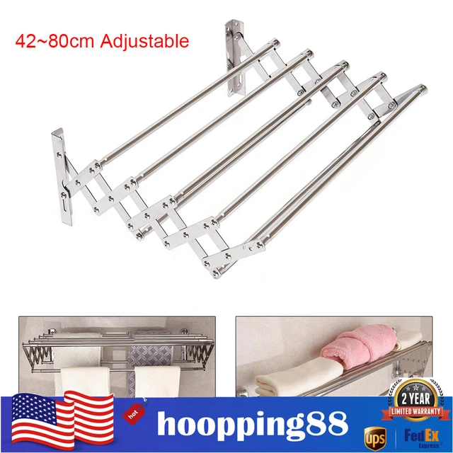 WALL MOUNTED CLOTHES Drying Rack Shelf Folding Dryer Hanger For Laundry ...