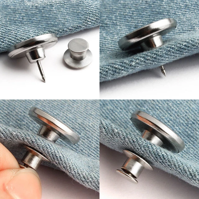 JEAN BUTTON PINS No Sew Instant Replacement Combo Copper Tack Snap ...