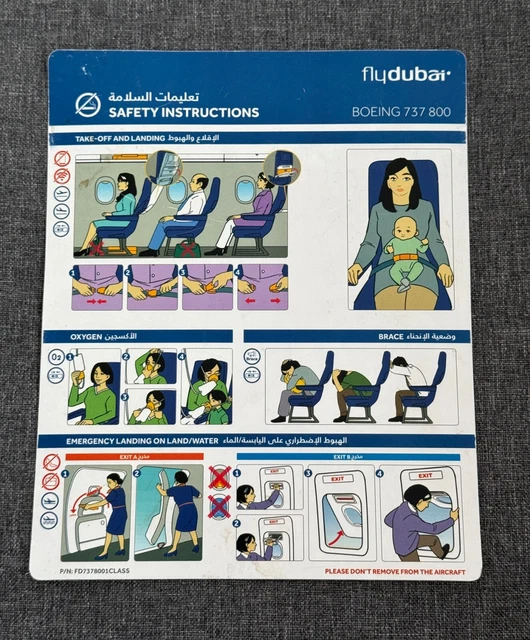 SAFETY CARD FLYDUBAI Boeing 737-800 rev 01 August 2021 $2.87 - PicClick CA