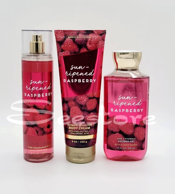 BATH & BODY Works Sun Ripened Raspberry Body Mist Shower Gel & Cream ...