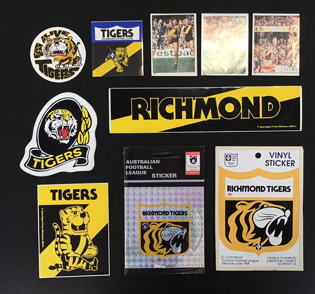 ORIGINAL VFL RICHMOND Tigers Lot of Stickers. 1960’s 70’s 80’s 90’s ...