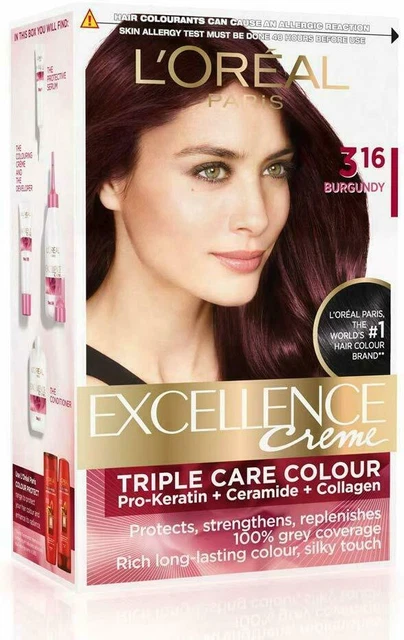 L'ORÉAL PARIS EXCELLENCE Crème Cheveux Couleur, 3.16 Vin Rouge, 71ml ...