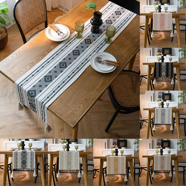 DINING ROOM RECTANGLE Table Runner With Tassel Table Cloth Covers for ...