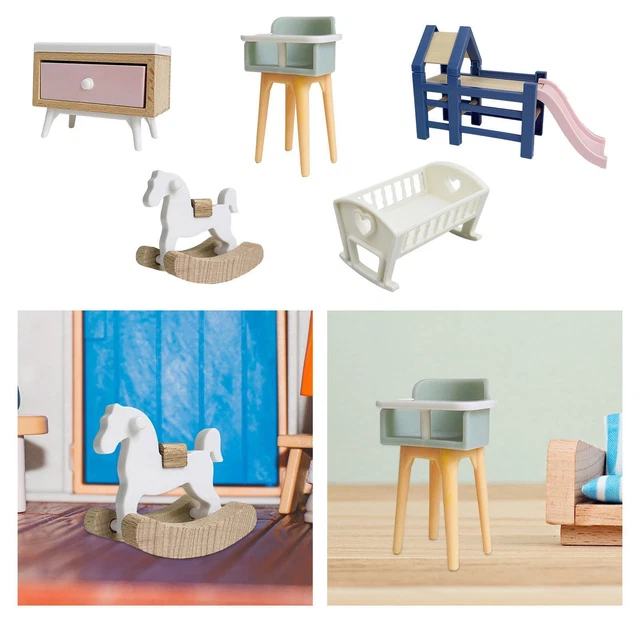 BERCEAU MINIATURE POUR maison de poupée, lit 1:12, chaise en bois, jeu de EUR 7,94 - PicClick FR