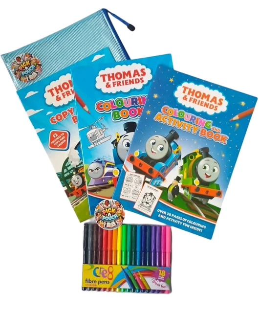 THOMAS AND FRIENDS colour stickers activity book set Colouring Pens ...