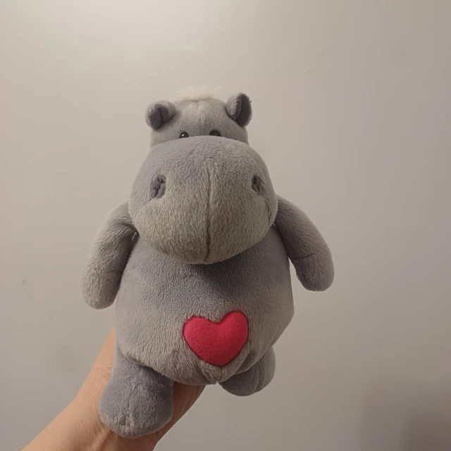 NICI BUD Belly Grey Hippo Hippopotamus Pink Heart Soft Toy Plush 6 ...