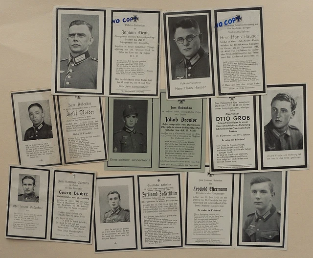 WW2 GERMAN DEATH Cards Sterbebild Group LOT #21 ~ Various Wehrmacht £21 ...