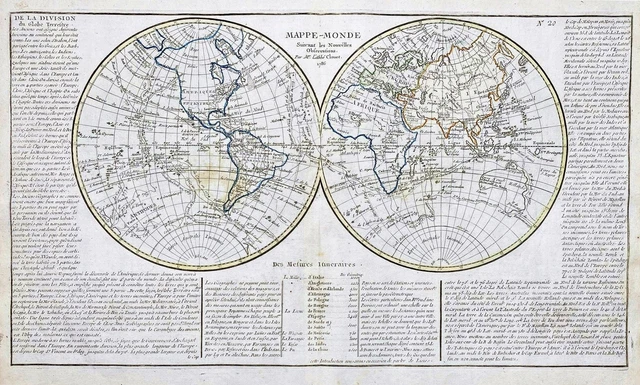 WELTKARTE WORLD MAP Mappemonde Clouet engraving Kupferstich 1786 EUR ...