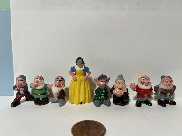 MARX DISNEYKINS SNOW White 7 Dwarfs miniature plastic Disney character ...