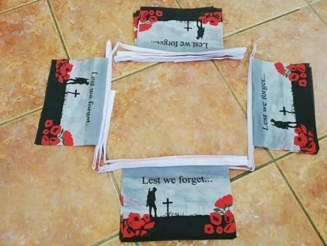 LEST WE FORGET 6 metre FLAG BUNTING 18 flags REMEMBRANCE SUNDAY £12.00 ...