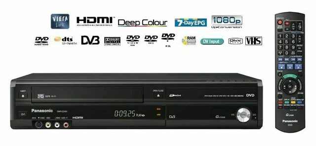 PANASONIC DMR-EZ48VEB-K DVD/VCR VHS Combi Recorder + Freeview + Multi ...