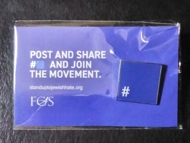 STAND UP TO Jewish Hate Hash-Tag Blue Square Magnet Back Lapel Pin NEW ...