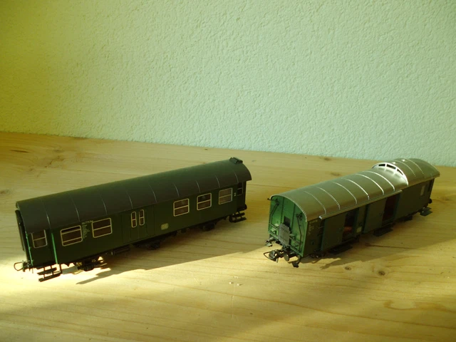ROCO H0, 2 x Personenwagen der DB, Umbauwagen/Gepäckwagen, grün, ohne OVP EUR 10,00 - PicClick DE